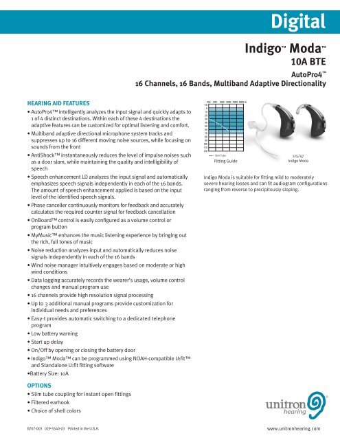 Unitron Hearing US ? Indigo Moda 10A BTE ? PDF Unitron Hearing US ? Indigo Moda 10A BTE ? PDF