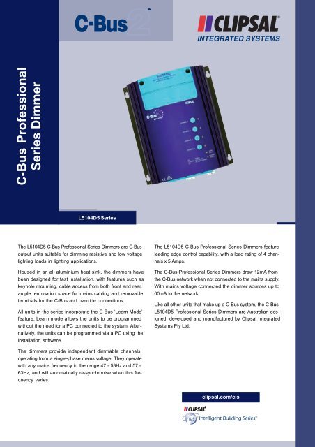 L5104D5 Series C-Bus2 Professional Series Dimmer (72 - Clipsal