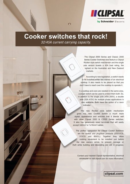 New cooker switches that rock! Improved 40/45A current ... - Clipsal
