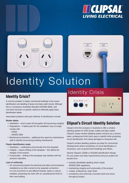 window ID labelling system - Clipsal