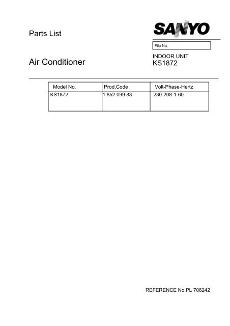KS1872 Parts List - Sanyo
