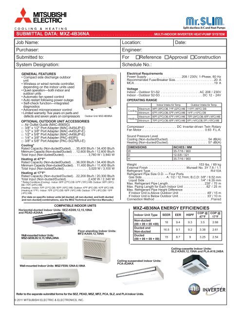 MXZ-4B36NA Submittal - MyLinkDrive