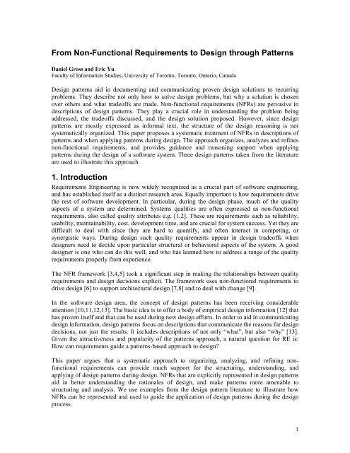 From Non-Functional Requirements to Design through Patterns 1 ...