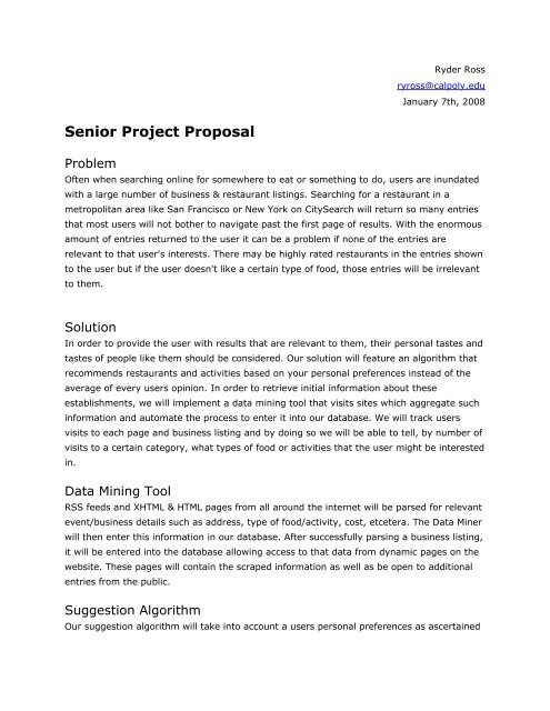 Senior Project Proposal