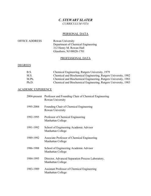 C. STEWART SLATER - Rowan - Rowan University