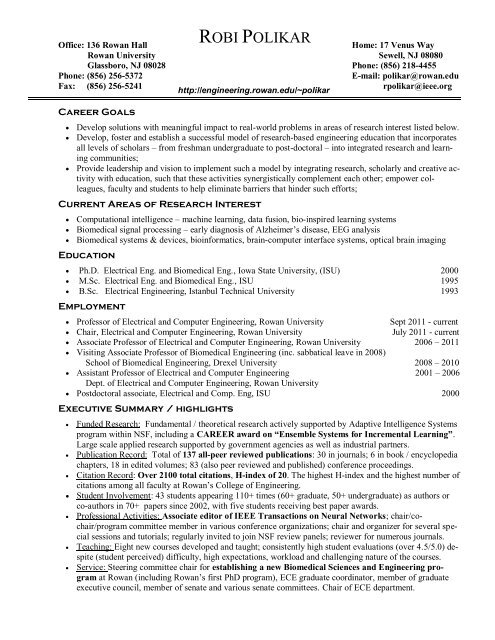 my resume/CV - Rowan - Rowan University