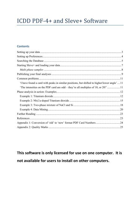 ICDD PDF-4+ 2012 Instructions