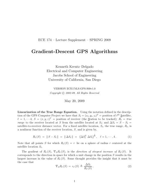 Gradient-Descent GPS Algorithms - UCSD DSP Lab