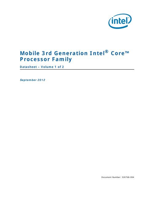 Mobile 3rd Generation Intel® Core™ Processor Family Datasheet ...