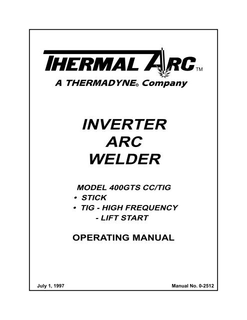 INVERTER ARC WELDER - Victor Technologies