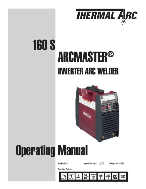 0-4854 ArcMaster 160 S Inverter Arc Welder 10-3066 (O). - Victor ...
