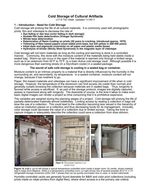 Cold Storage of Cultural Artifacts - Video Preservation Website
