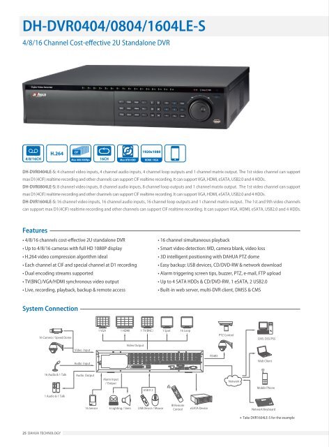 DH-DVR0404 0804 1604LE-S - VideoSec