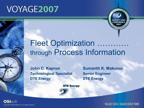 Fleet Optimization ………… through Process Information - OSIsoft
