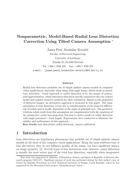 Nonparametric Model Based Radial Lens Distortion Correction