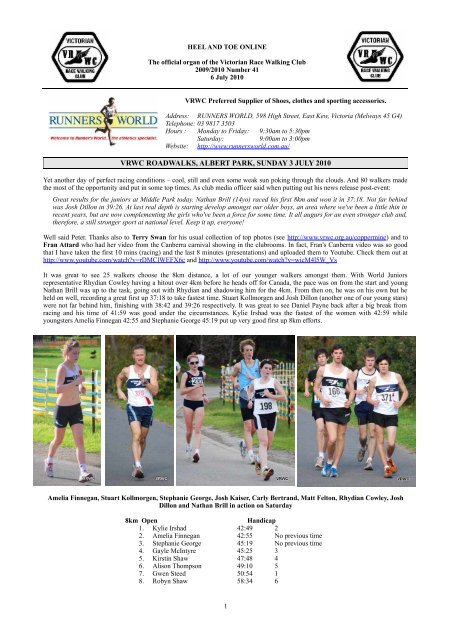 heel and toe online - Victorian Race Walking Club