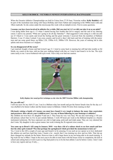 KELLY RUDDICK - Victorian Race Walking Club