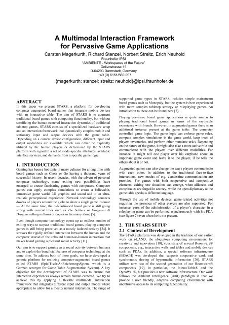 A Multimodal Interaction Framework For Pervasive Game Applications