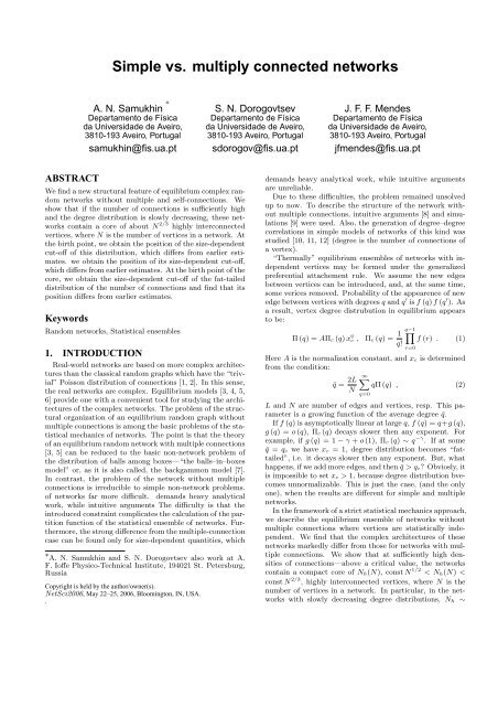 Simple vs. multiply connected networks - VW