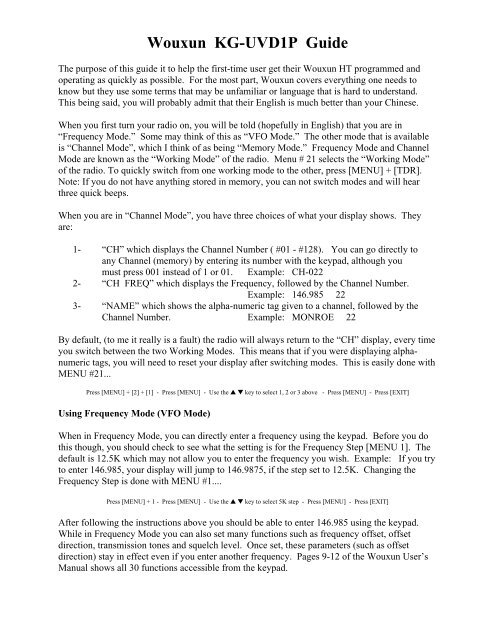 Wouxun KG-UVD1P Guide