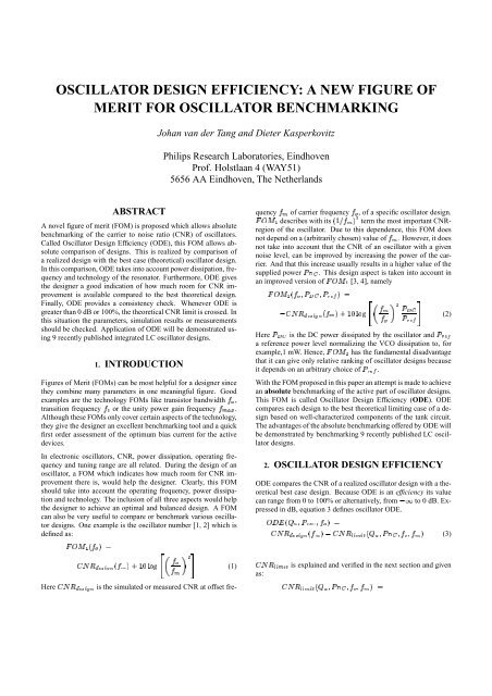 OSCILLATOR DESIGN EFFICIENCY: A NEW FIGURE OF MERIT ...