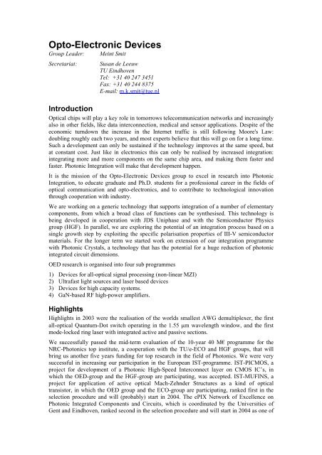 Opto-Electronic Devices - Technische Universiteit Eindhoven