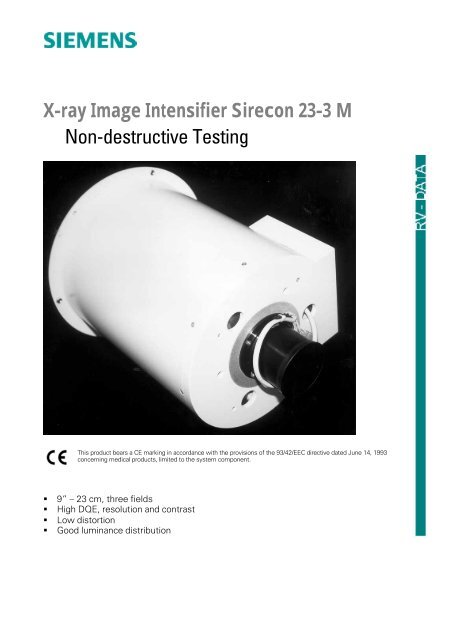X-ray Image Intensifier Sirecon 23-3 M Non-destructive ... - Siemens
