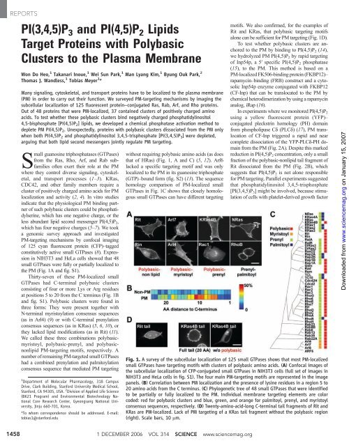 PI(3,4,5)P3 and PI(4,5)P2 Lipids Target Proteins with Polybasic ...