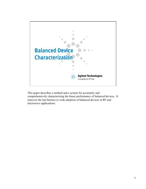 Balanced Device Characterization - Agilent Technologies