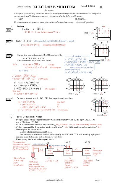 elec 2607 b midterm - Department of Electronics at Carleton University