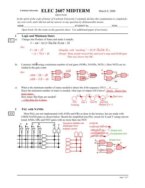 elec 2607 midterm - Department of Electronics at Carleton University