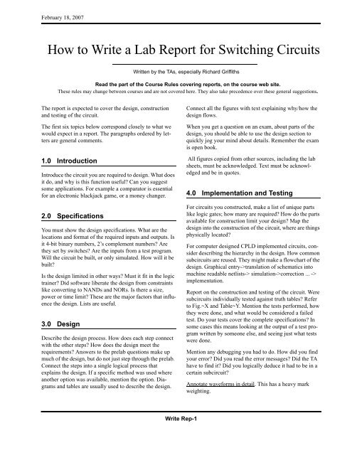 How to Write a Lab Report for Switching Circuits