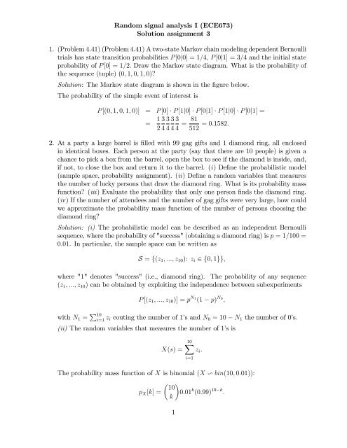 Random signal analysis I (ECE673) Solution assignment 3 1 ... - Njit