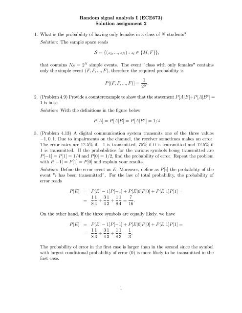 Random signal analysis I (ECE673) Solution assignment 2 1 ... - Njit