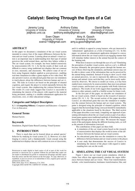 Catalyst: seeing through the eyes of a cat - Computer Science ...