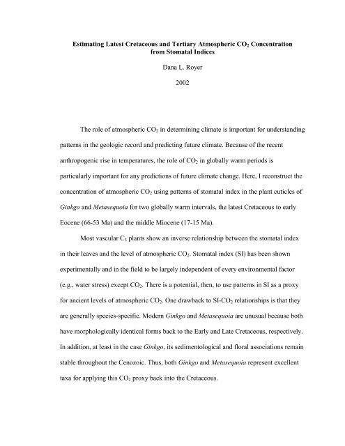 Estimating Latest Cretaceous and Tertiary ... - Dana Royer