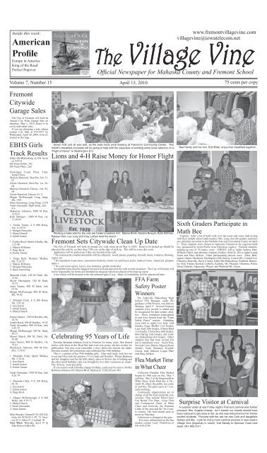 Section 1 - Fremont-What Cheer Vine & New Sharon Sun