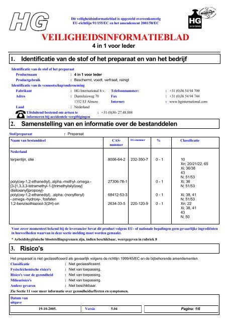 6647 4 in 1 voor leder (Nederlands (NL)) MSDS Masterform HG ...
