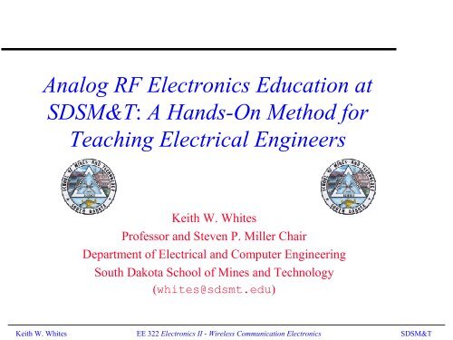 course overview - South Dakota School of Mines and Technology