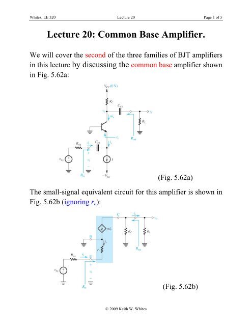 Lecture 20: Common Base Amplifier.