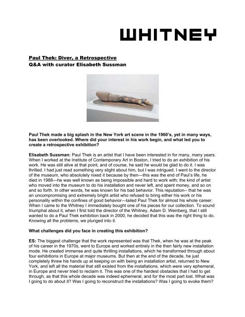 Paul Thek - Whitney Museum of American Art