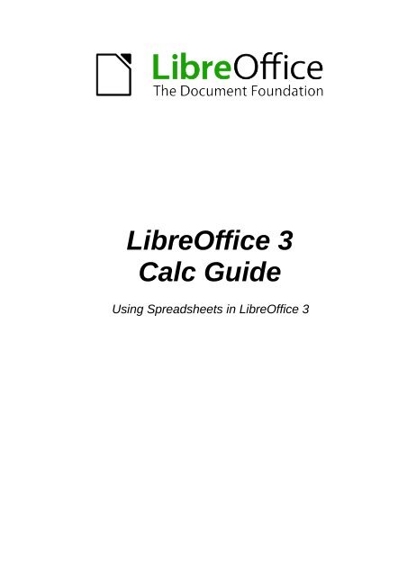 LibreOffice 3 Calc Guide - The Document Foundation Wiki