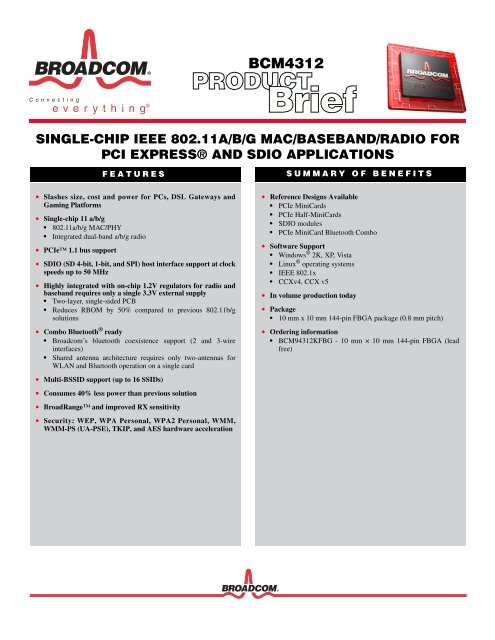 BCM4312 Product Brief - OpenWrt Wiki