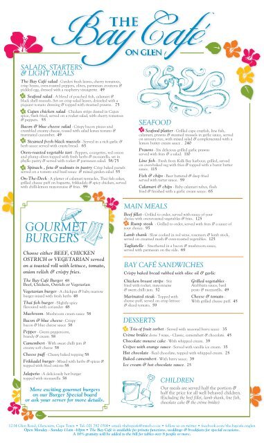 Bay Cafe Summer Menu - Wiki Village