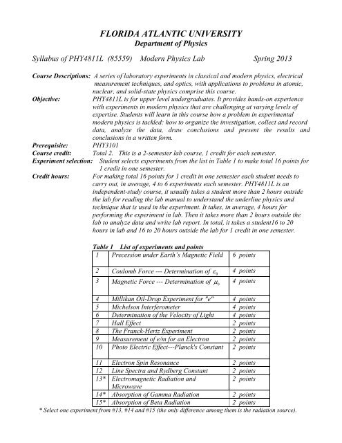 PHY4811L - Florida Atlantic University PHY4811L - Florida Atlantic University