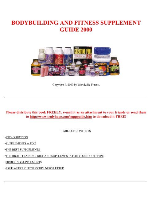 BODYBUILDING AND FITNESS SUPPLEMENT GUIDE 2000