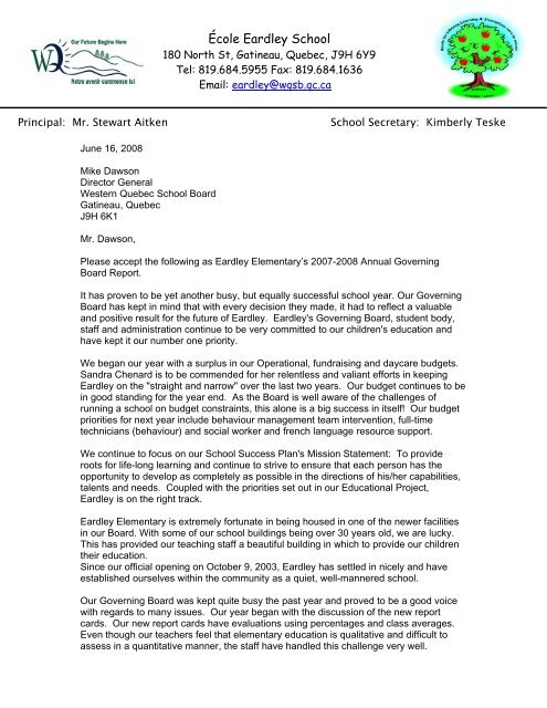 École Eardley School - Western Quebec School Board