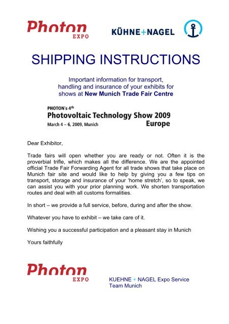 Shipping Instruction Shipping
