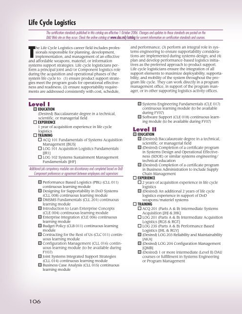 Life Cycle Logistics