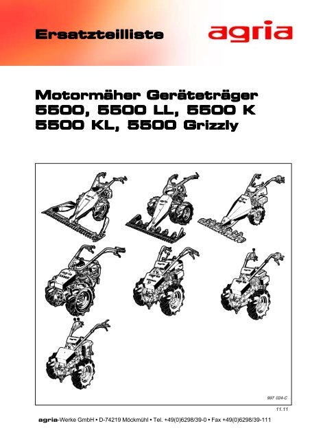 Motormäher Geräteträger 5500, 5500 LL, 5500 K 5500 KL ... - agria